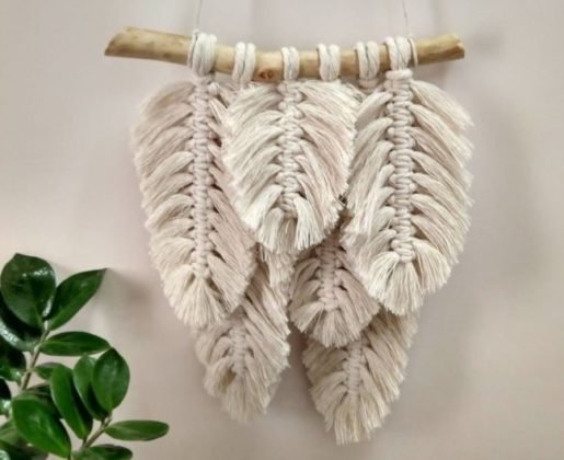 Makrome İpinden Yapraklı Duvar Süsü Yapılışı | Neşeli Süs Evim